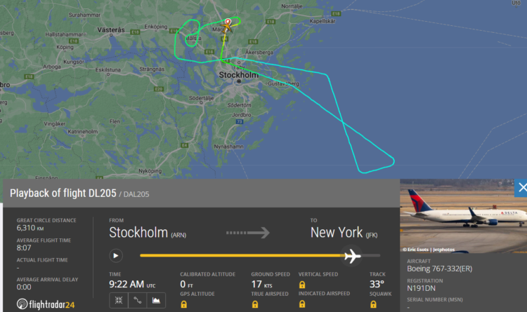 Delta Air Lines Stockholm to New York Flight Encountered Bird Strike ...