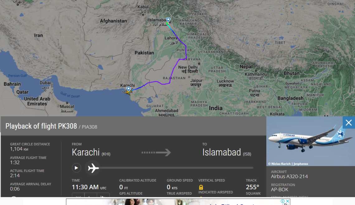 Pakistan Airlines Domestic Flight from Karachi to Islamabad Enters ...