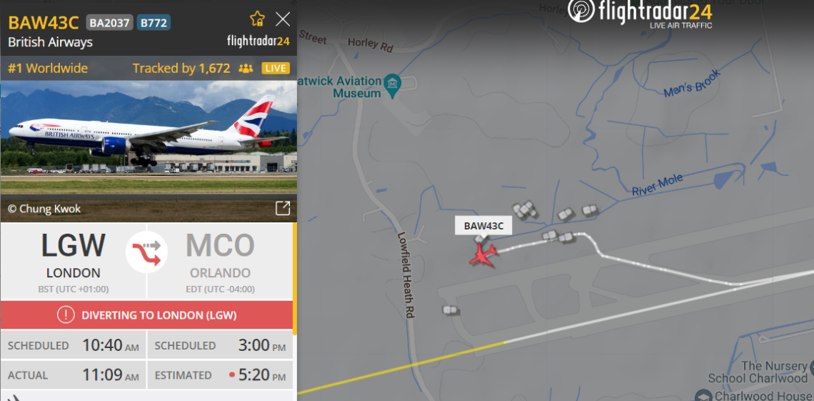 British Airways 777 from London to Orlando Flight Makes U-Turn ...