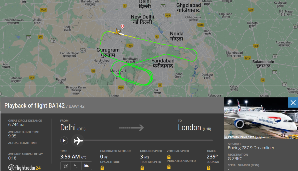 British Airways Flight Makes An Emergency Landing at New Delhi ...