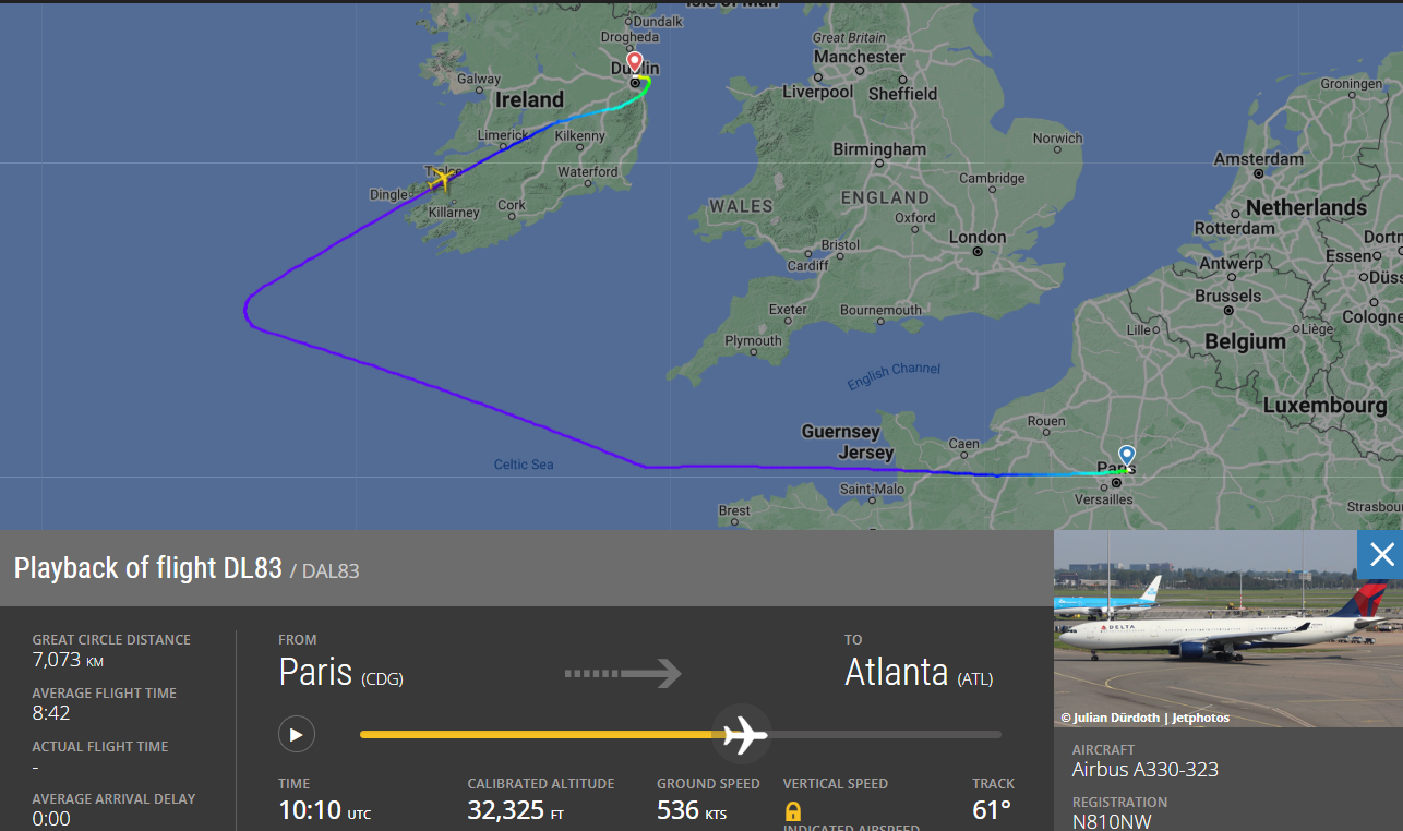 Delta A330 Diverts to Dublin Due to Unruly Passenger